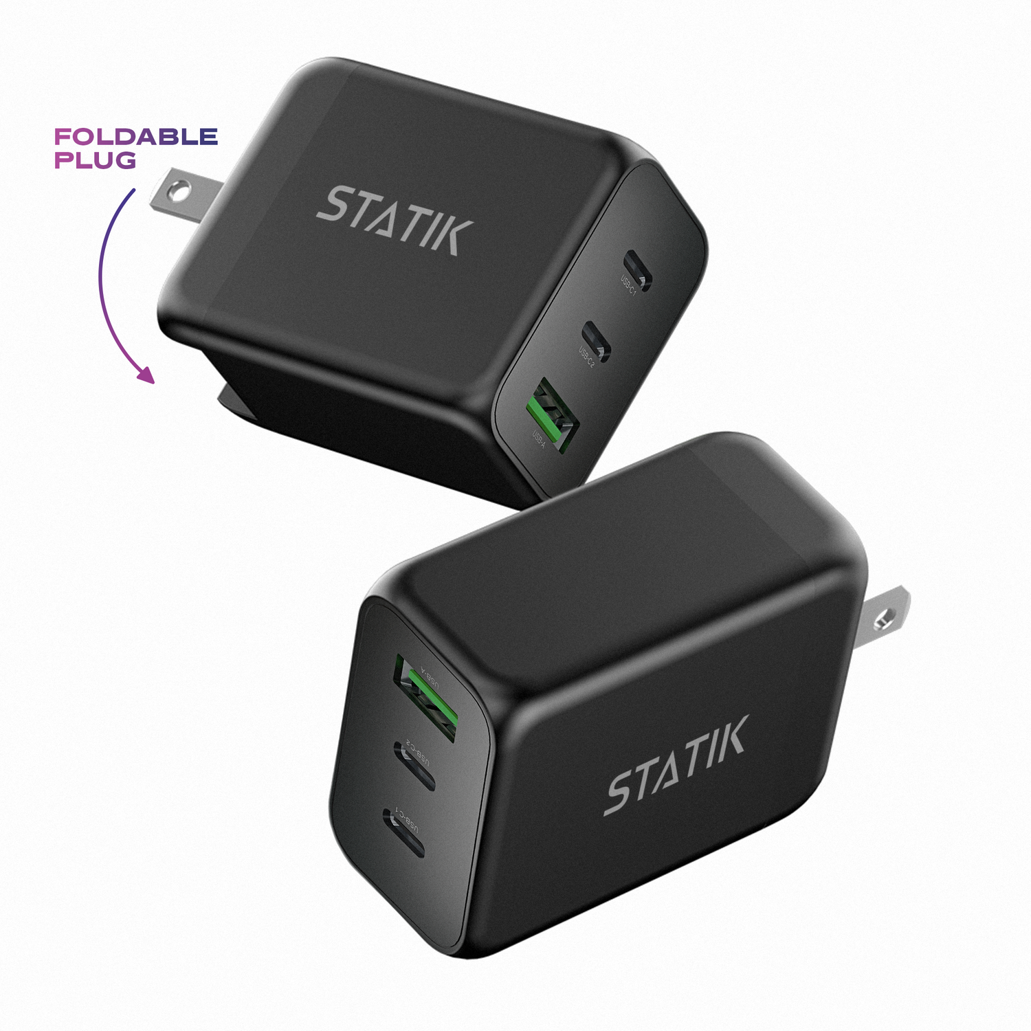 65W GaN Power Adapter | Universal 3 Ports Wall Charger