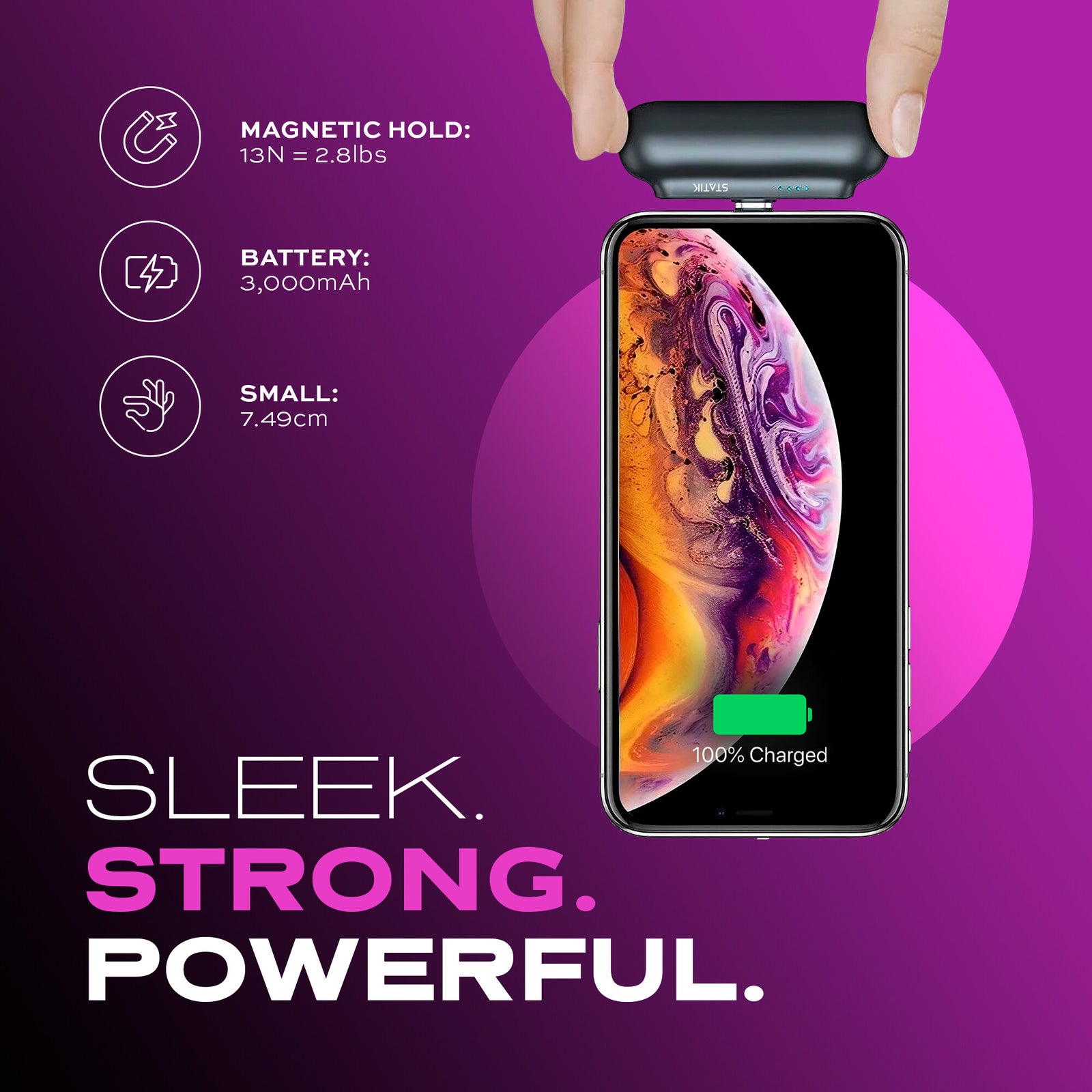 Snap-N-Charge™ | Universal Magnetic Power Bank | 3000mAh