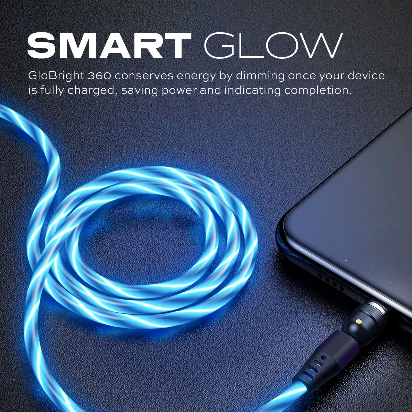 GloBright® 360 Blue | Magnetic Tips LED Light Up Cable