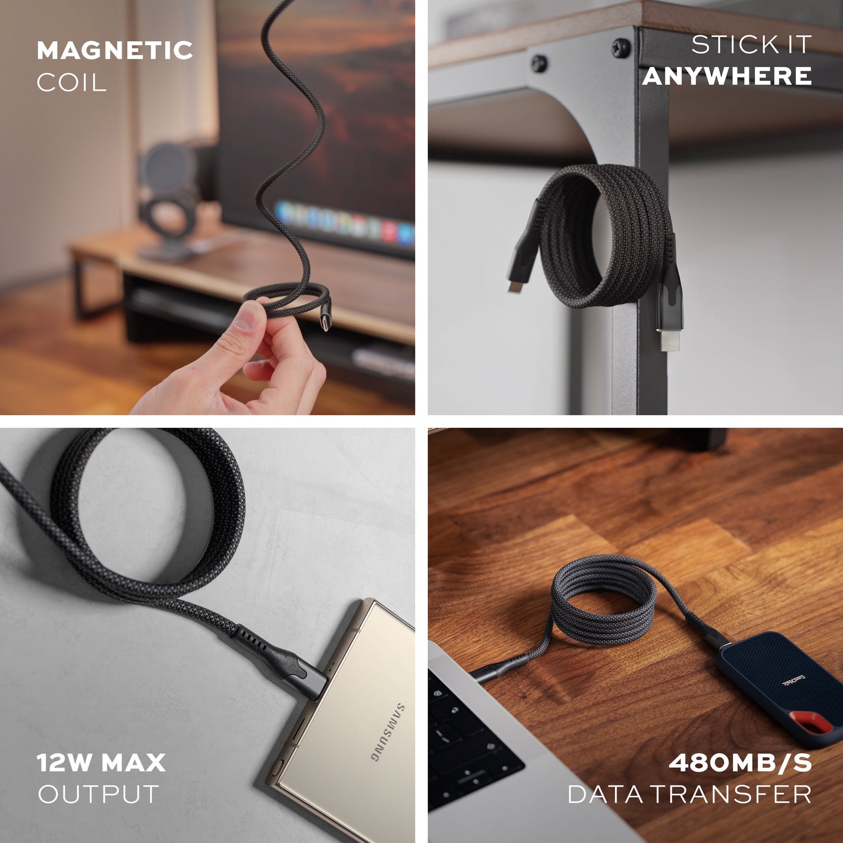 MagStack Cable | Magnetic Nylon | Charge & Data Cable
