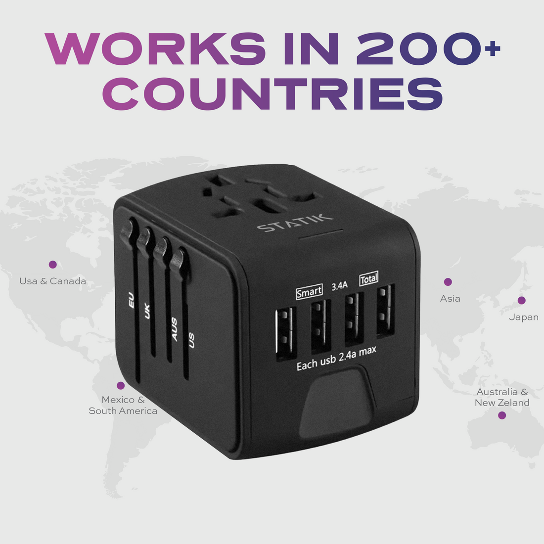 GloboCharge™ 12W | Universal Travel Adapter | Worldwide Power Plug Ada
