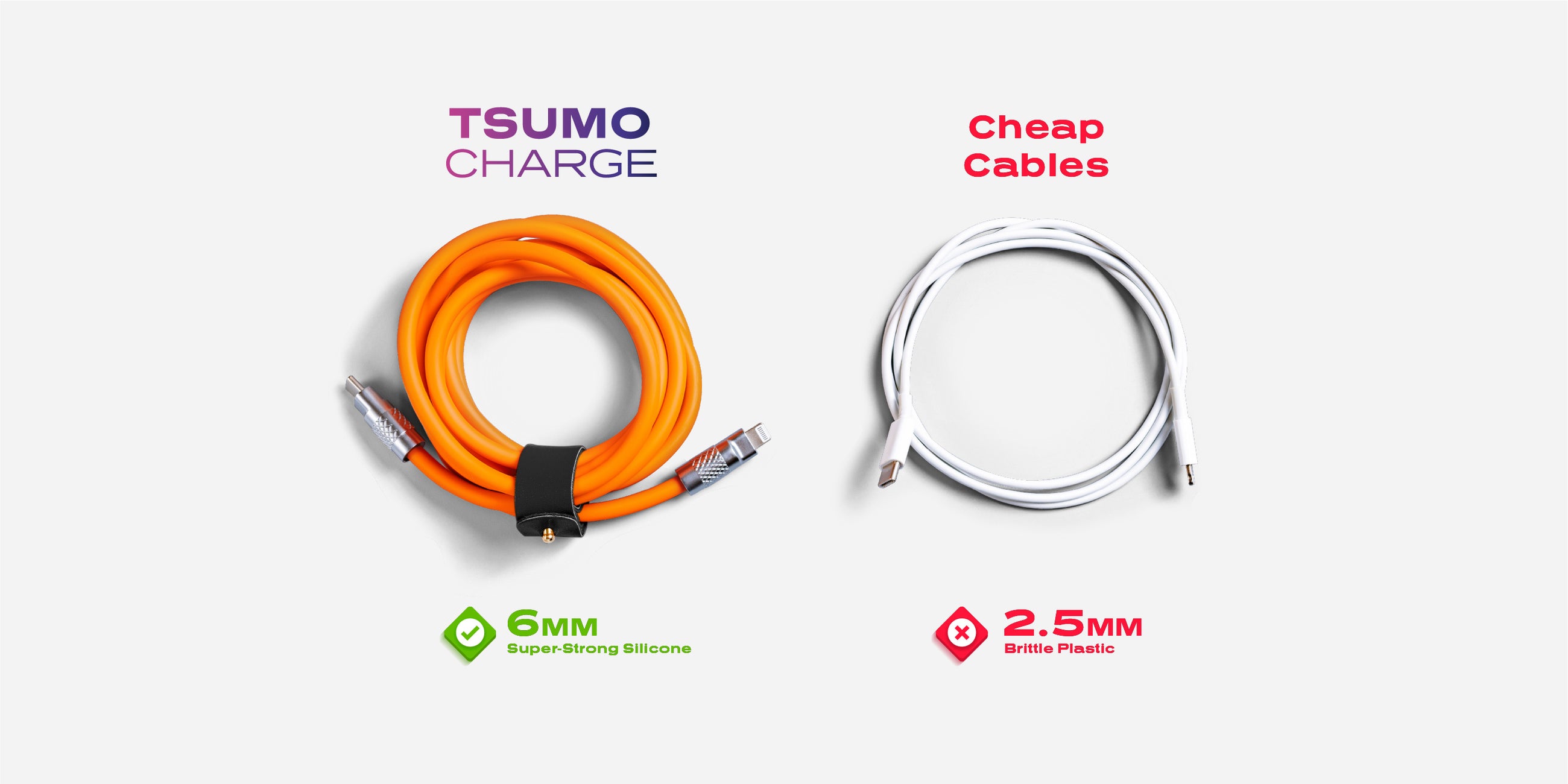 TsumoCharge™ | 100W Silicone Charging Cable | Orange